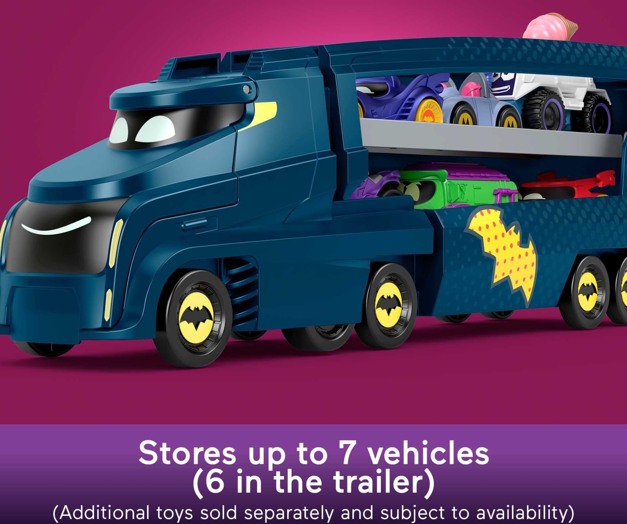 Fisher-Price DC Batwheels Bat-Big Rig Toy Hauler + Bam The Batmobile