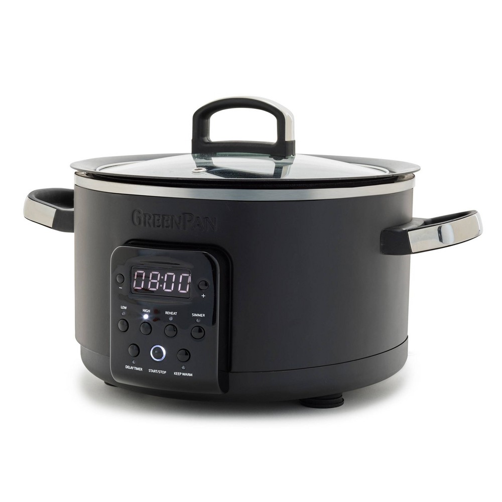 4-Qt GreenPan Bistro Noir Electric Slow Cooker w/ Lid & Ceramic Coated ...