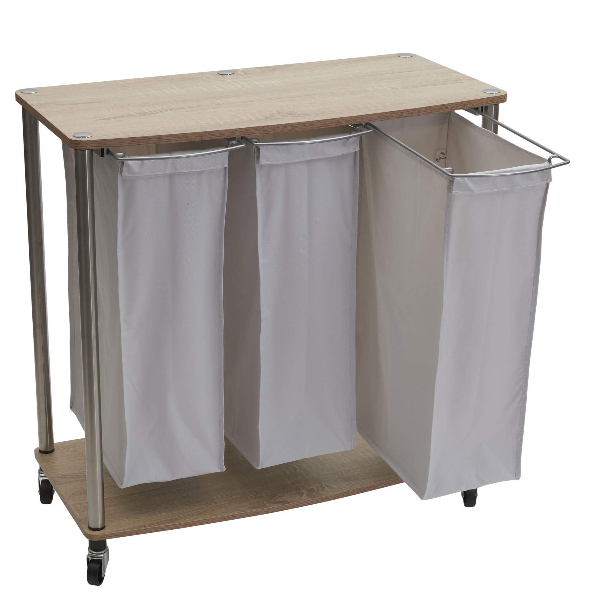 3-Bag Household Essentials Laundry Hamper Storage Sorting Cart w ... 3-Bag Household Essentials Laundry Hamper Storage Sorting Cart w ...