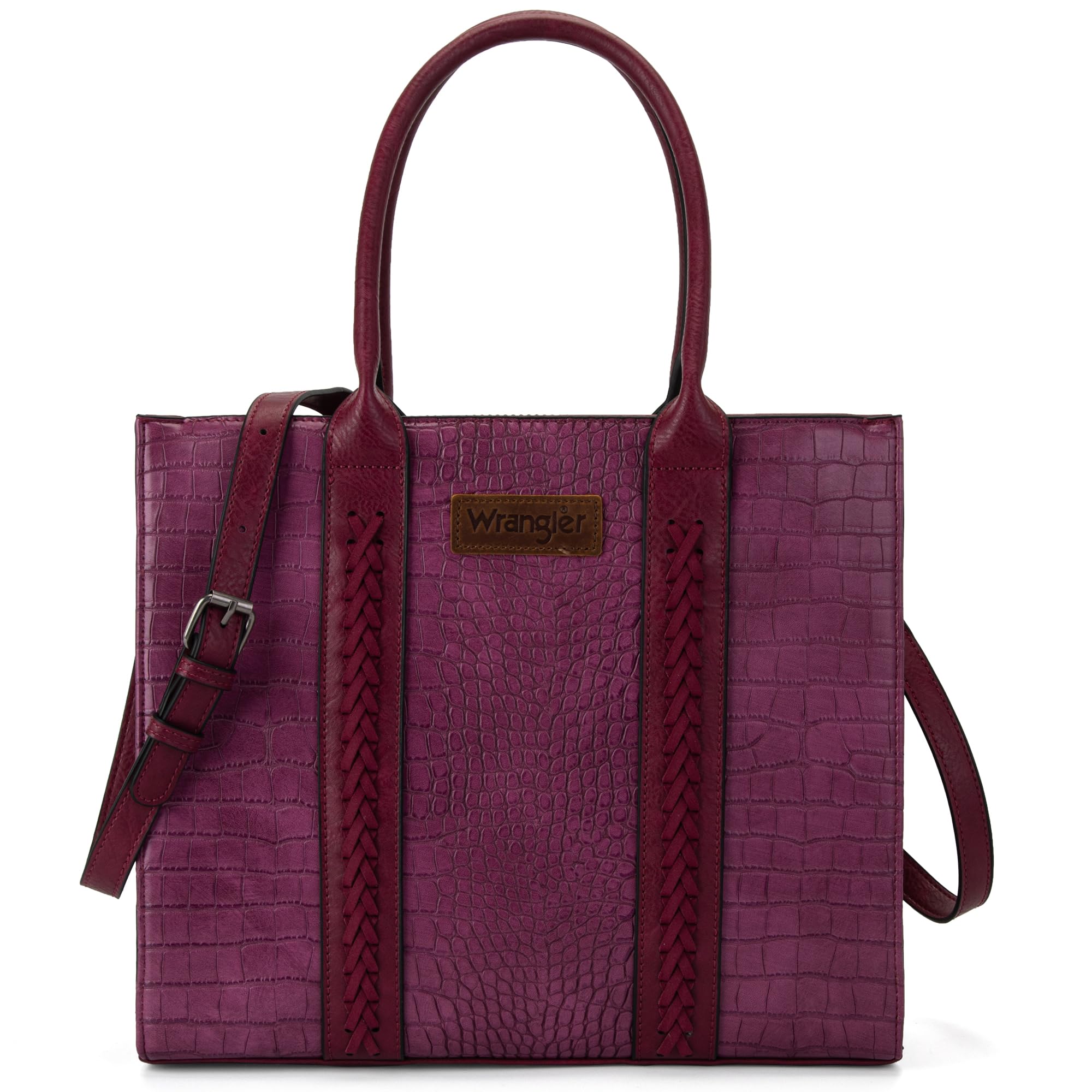 Wrangler Large Work Tote Purse Bag w/ Strap Top-Handle Handbag (Purple ...