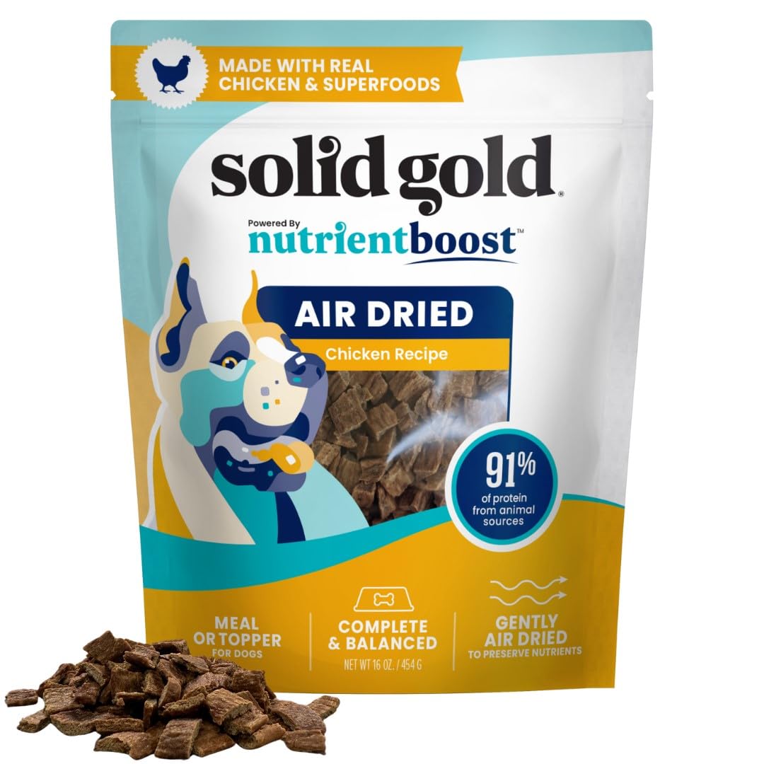 1 Lb Solid Gold Air Dried Dog Food Protein Topper Treat Chicken 12 