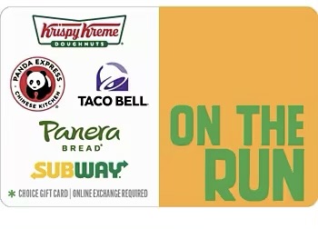 Gift card - On The Run (Subway/Panera/Panda Express/ Taco Bell) $42.5