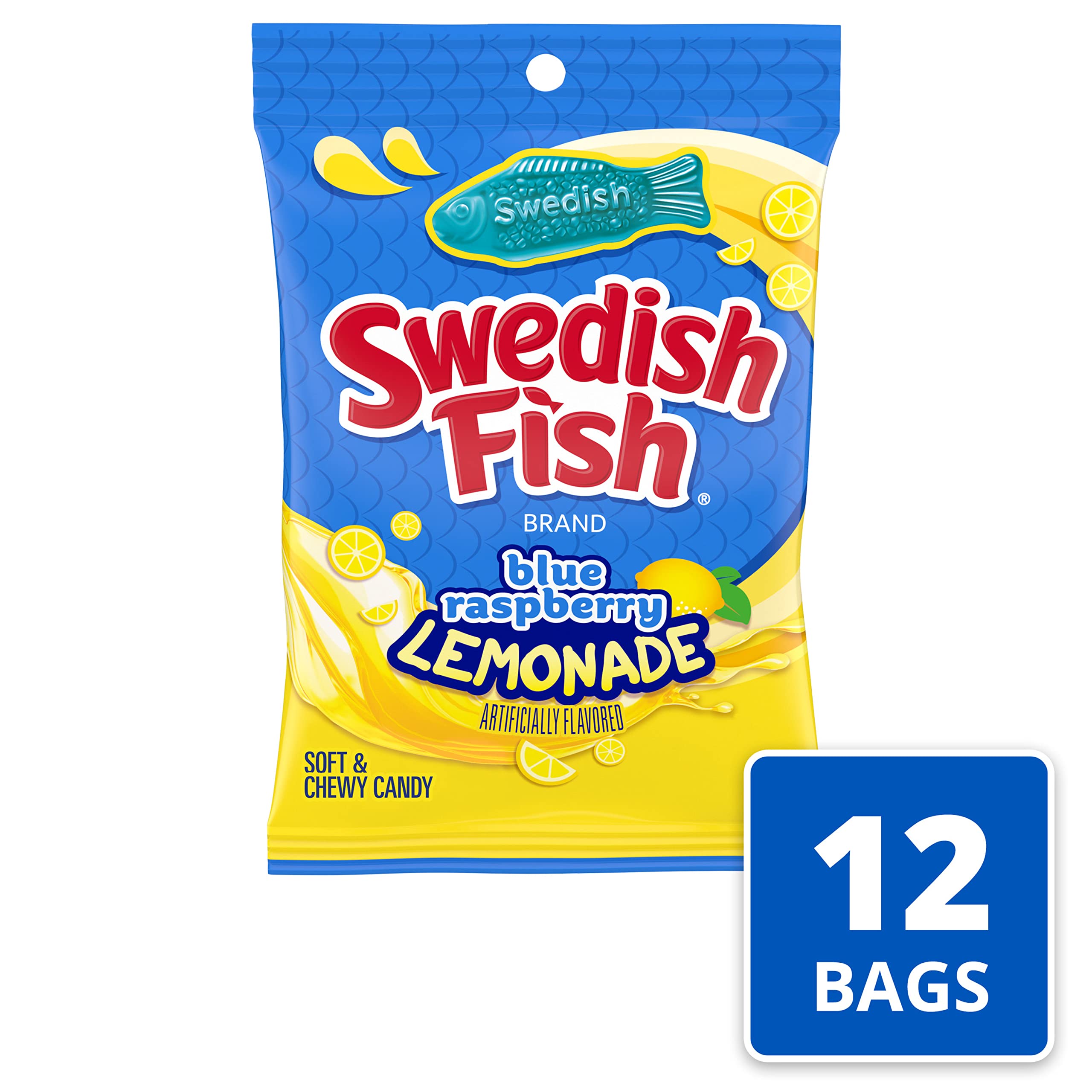 SWEDISH FISH Blue Raspberry Lemonade Soft & Chewy Candy, 12-8.04 oz ...