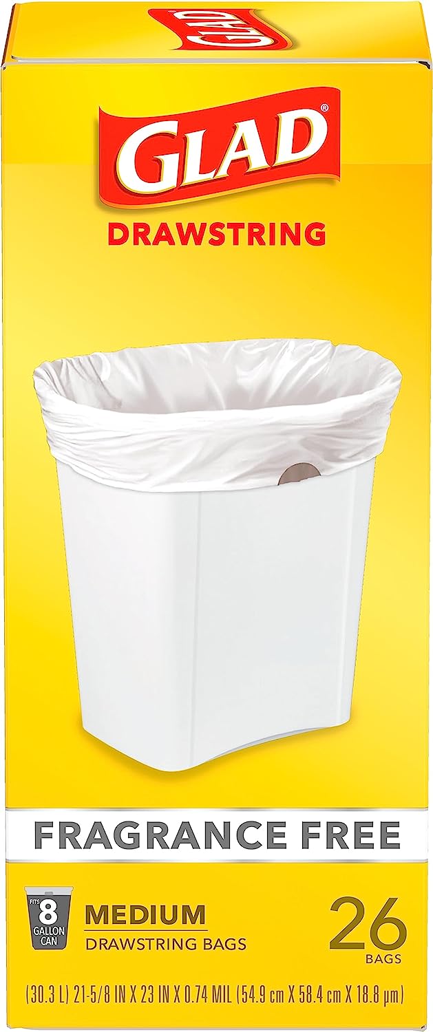 26-Count 8-Gallon Glad Medium Drawstring Trash Bags (Gain Original ...
