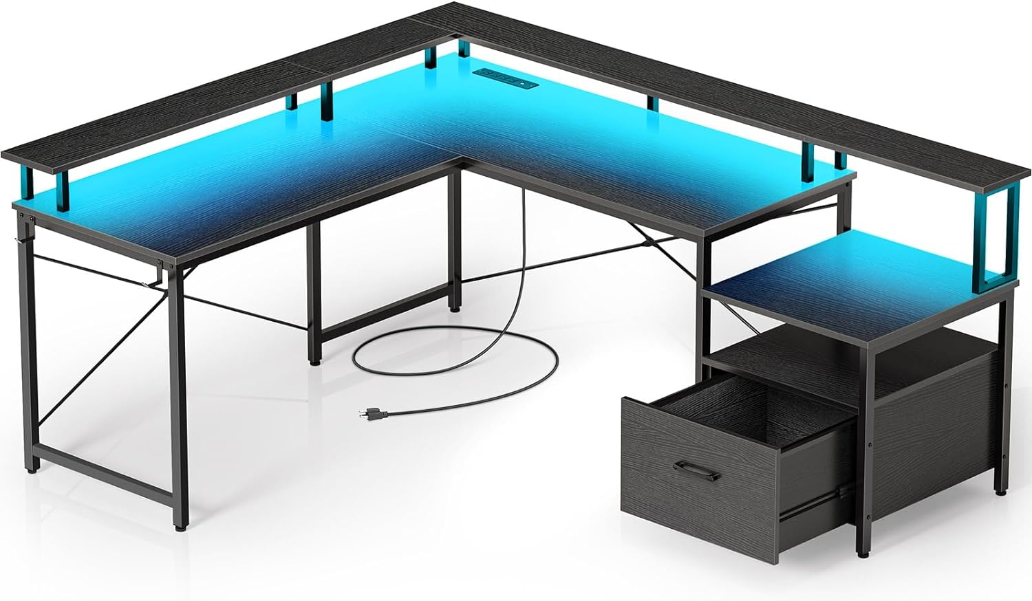 Amazon.com: Rolanstar Computer Desk with File Drawer, 68" L Shaped ...