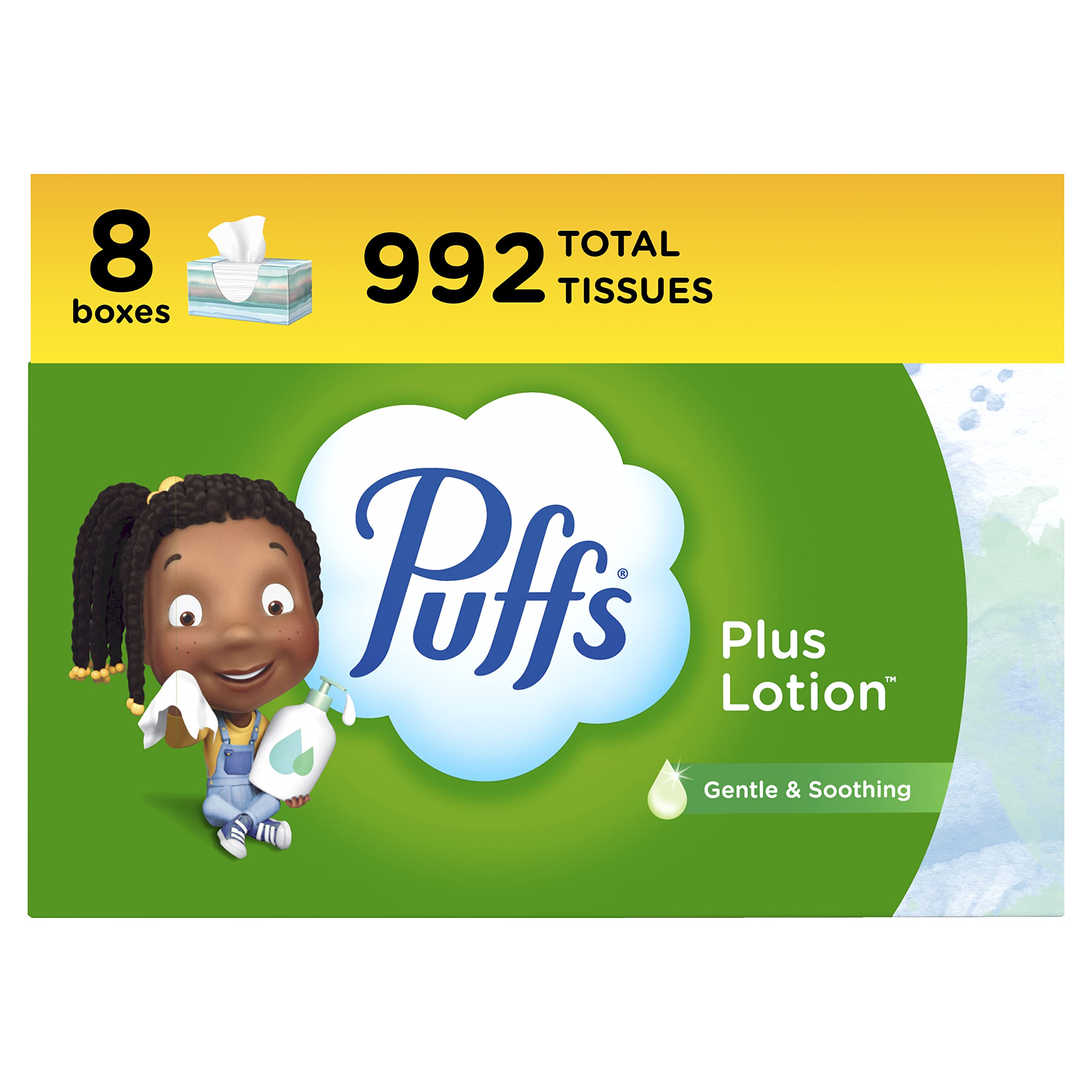 Puffs Plus Lotion Facial Tissues, 8 Family Boxes, 124 Facial Tissues ...