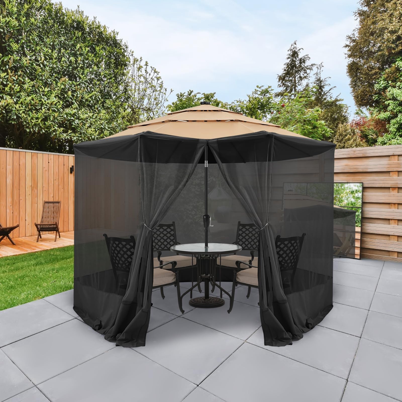 OUTDOOR WIND 7-9 FT Patio Umbrella Netting Umbrella Screen Mosquito ...