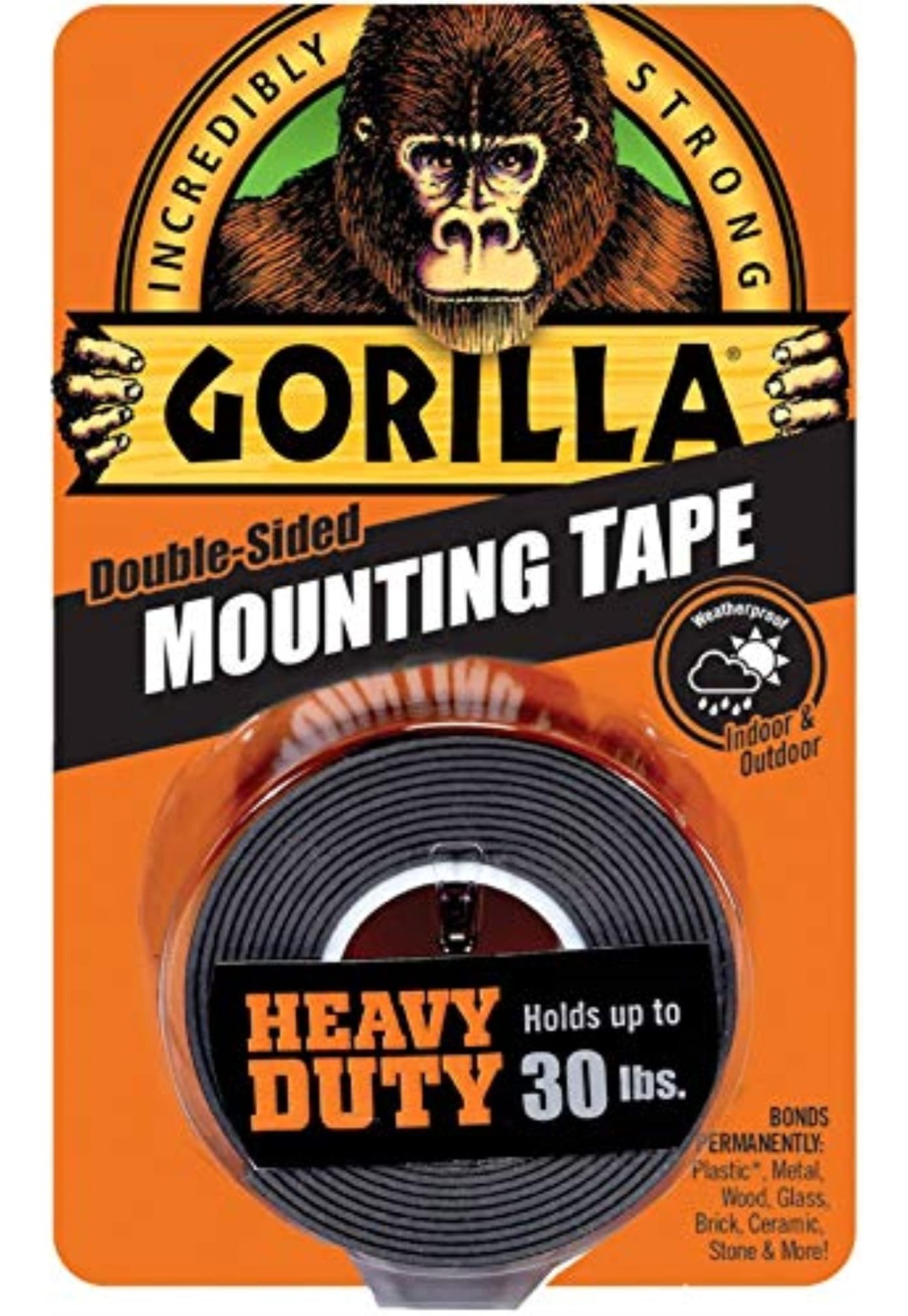$7: 1"X60" Gorilla Glue Gorilla Double-Sided Heavy Duty Mounting Tape, Black at Amazon