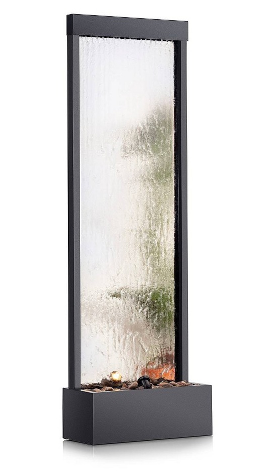 72" Alpine Corporation Metal Mirror Waterfall Fountain with Decorative ...