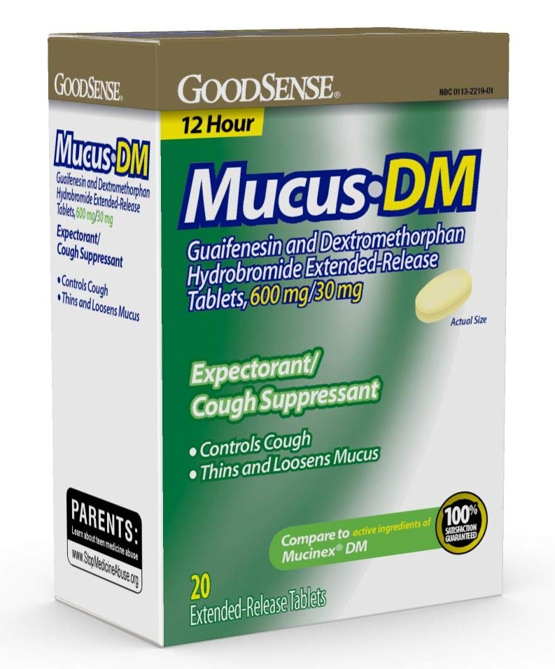 20 Count. GoodSense Mucus DM Guaifenesin and Dextromethorphan ...