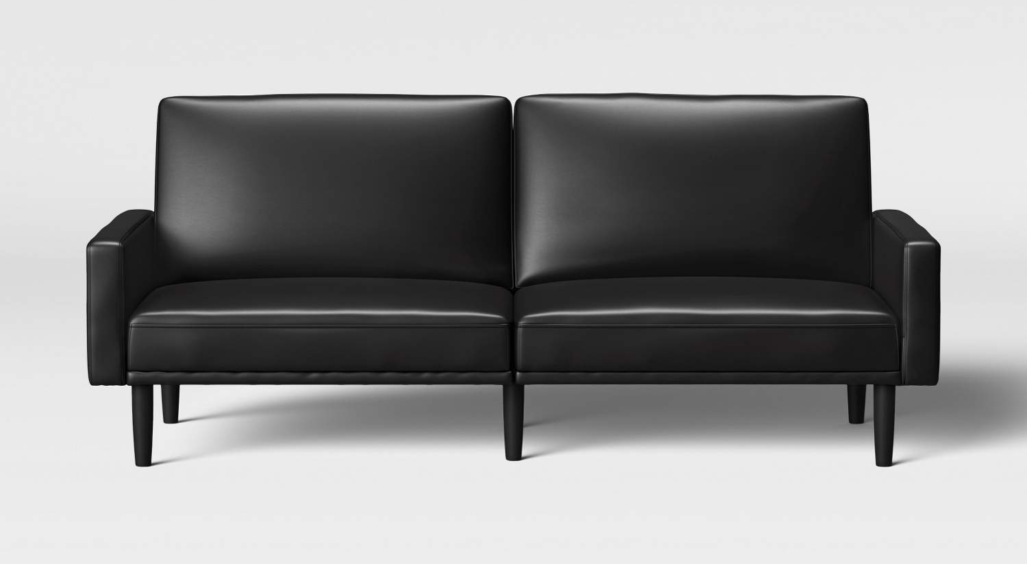 78" Room Essentials Faux Leather Futon Sofa w/ Arms (Black) $240 & More ...
