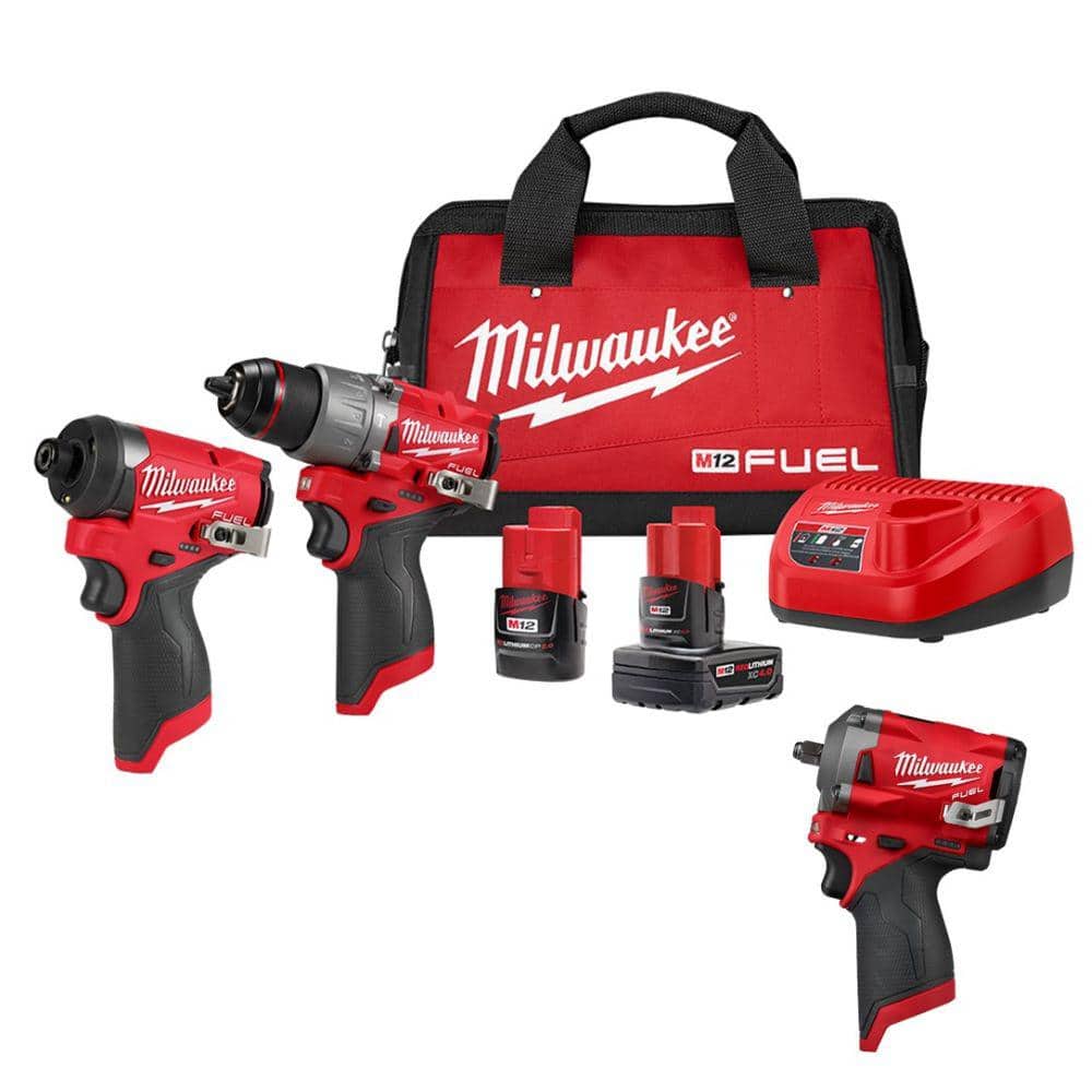 Milwaukee M12 Fuel Brushless Hammer Drill Impact Driver Kit 3 8