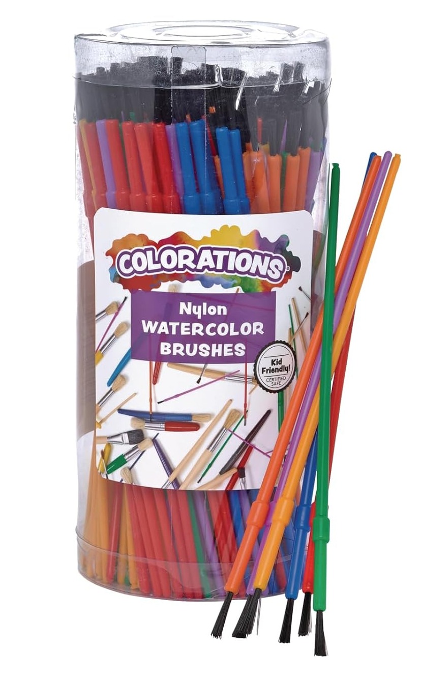 $10: 144-Count Colorations 144WB Paint Brushes, 3 Widths, Nylon ...