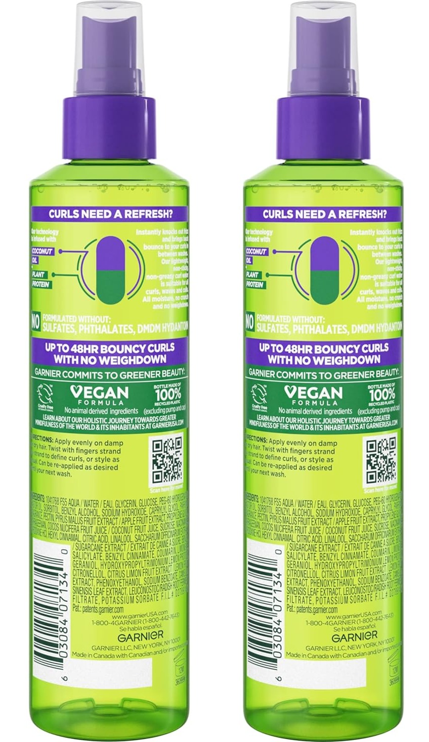 [S&S] $7.63: 2-Pack 8.5-Oz Garnier Fructis Curl Refresher Reviving Water Spray (Coconut) at Amazon