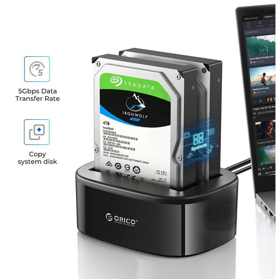 ORICO Dual Bay USB 3.0 to SATA External Hard Drive Enclosure with ...