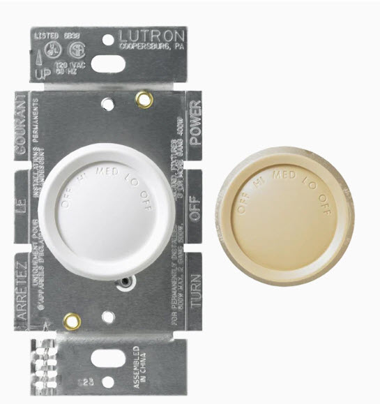 Lutron Rotary 3-Speed 1.5-Amp Wired Rotary Fan Control Model #FSQ-2FH ...