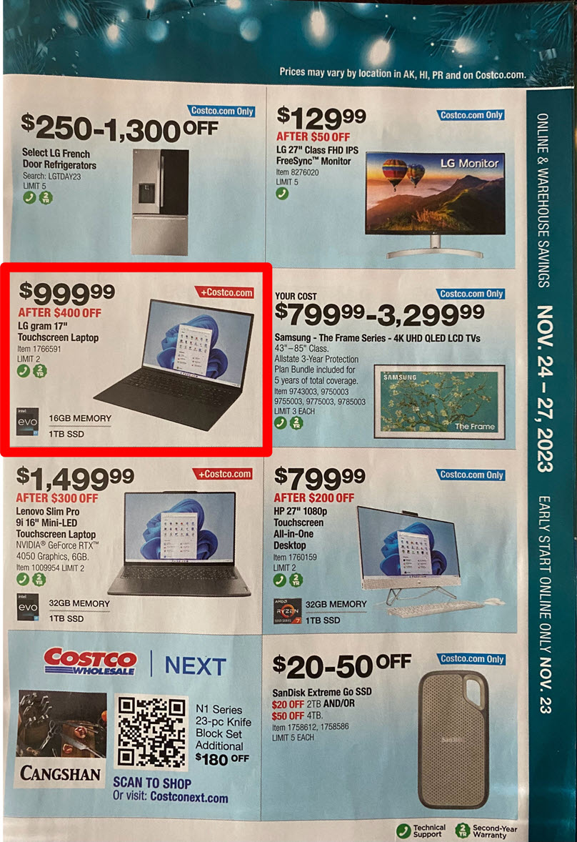 $999.99 + $15 S/H. LG Gram 17" Intel Evo Laptop - 13th Gen Intel i7 ...