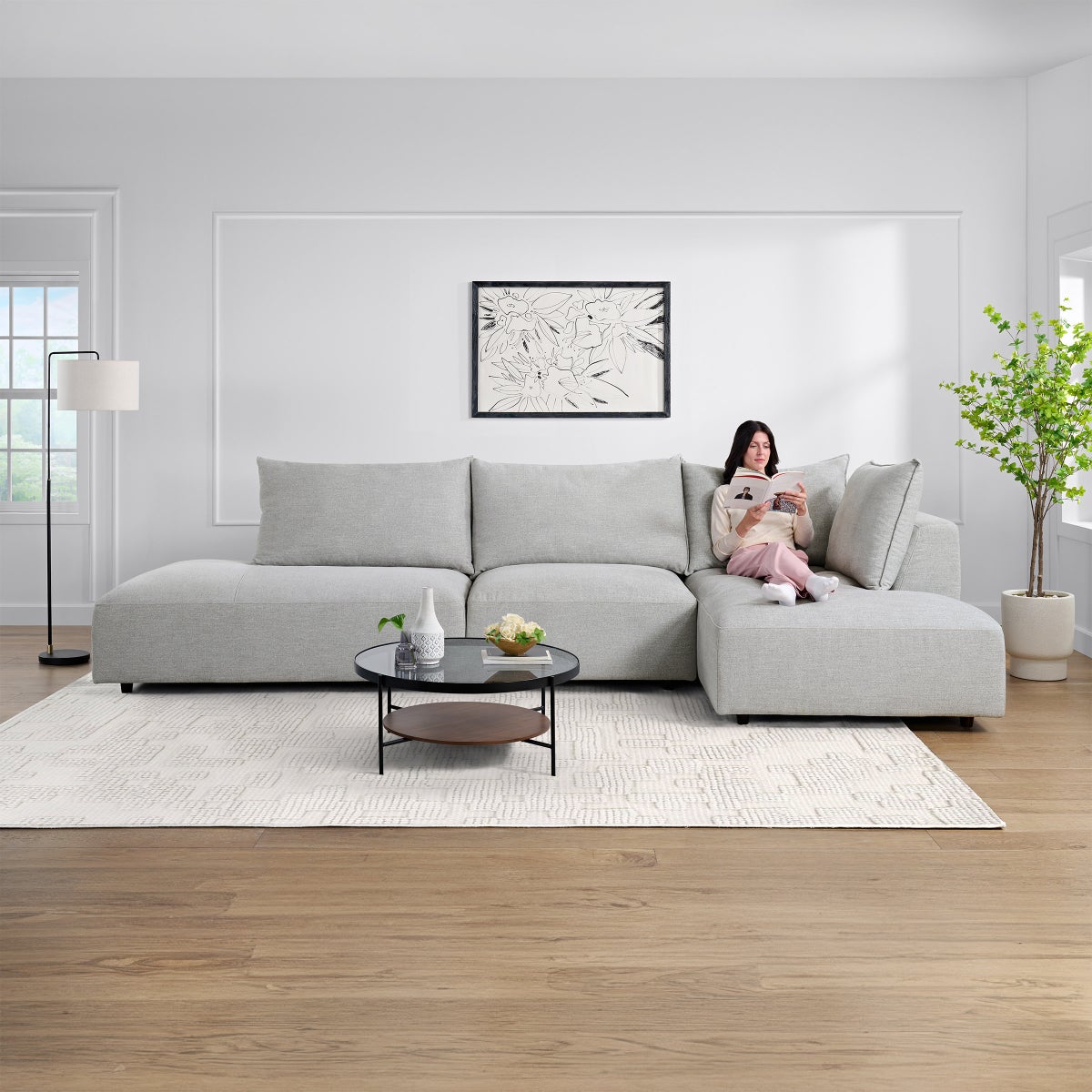 Costco Members: Macon 3-Piece Fabric Modular Sectional (Gray)