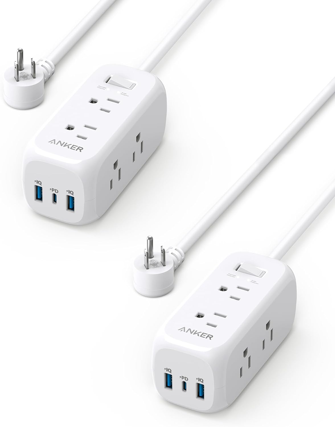 2-Pack 5' Anker 9-in-1 USB-C Power Strip Surge Protector w/ 20W PD USB-C