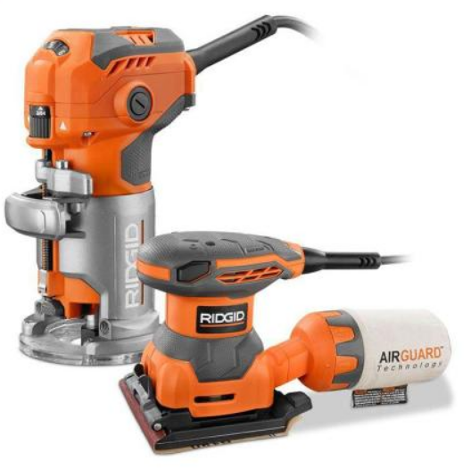 Ridgid 5.5-Amp Corded Fixed Base Trim Router + 2.4-Amp Corded 1/4 Sheet ...