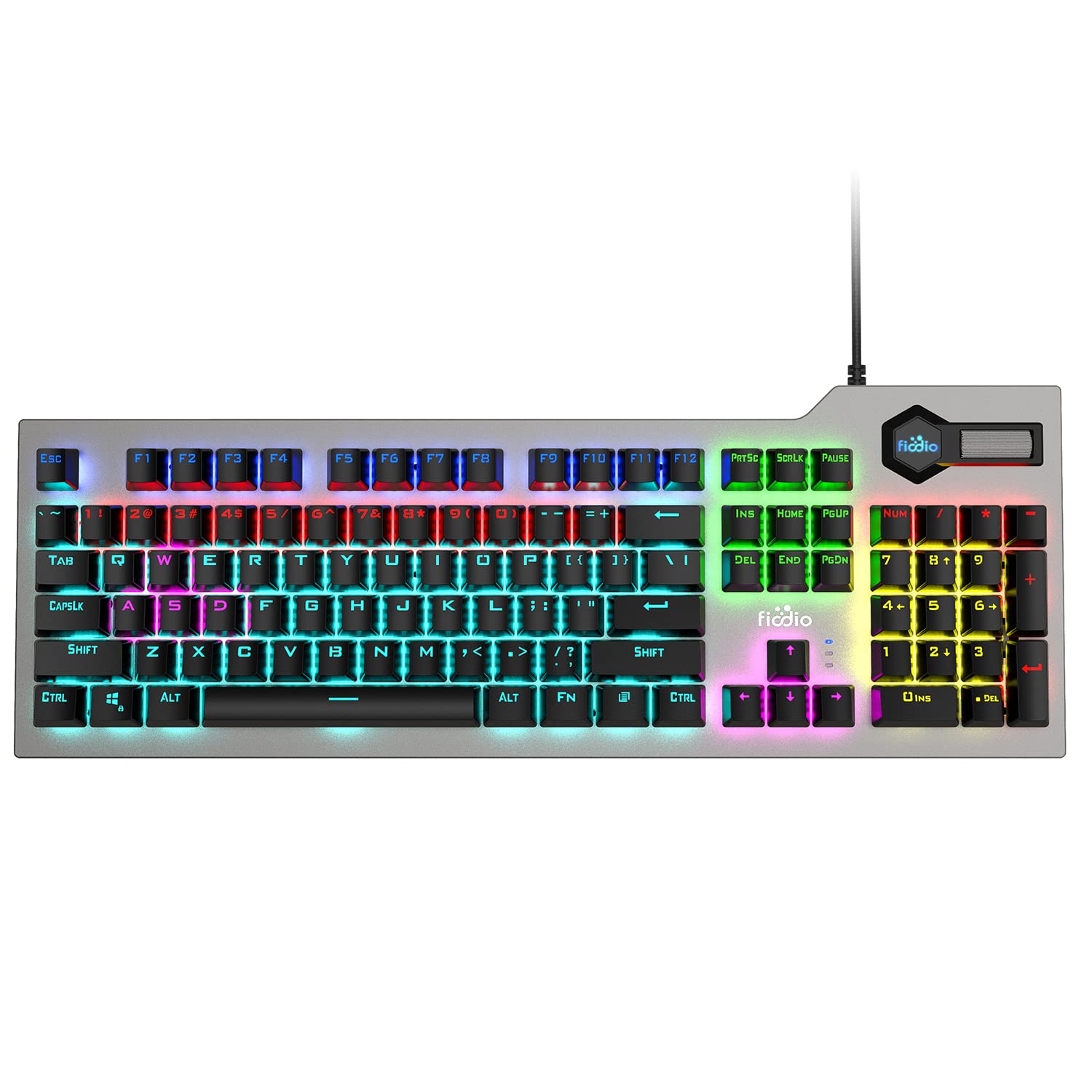 Fiodio Rainbow Backlit Wired Mechanical Gaming Keyboard w/ Blue ...