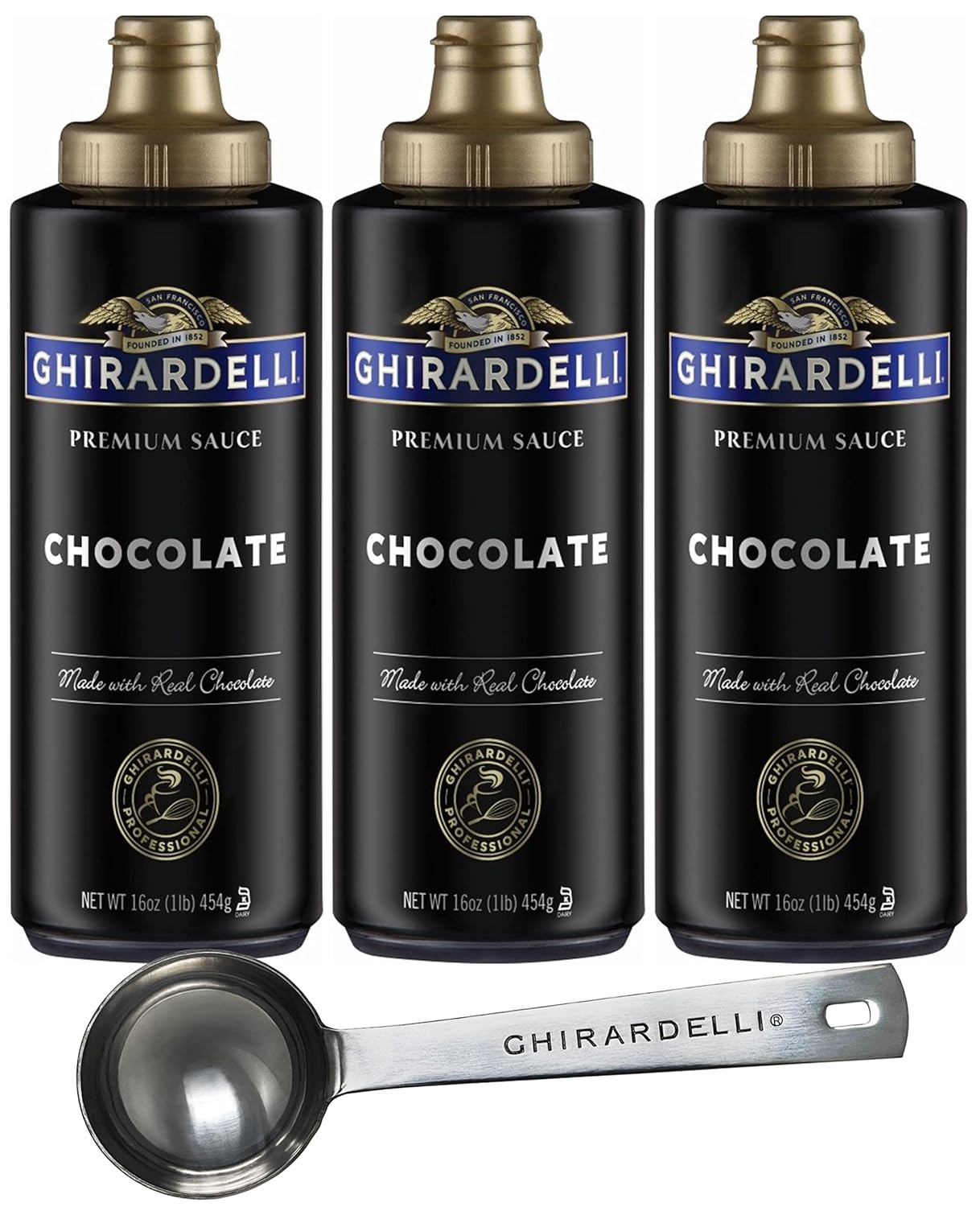 3-Pack 16-Oz Ghirardelli Chocolate Sauce w/ Ghirardelli Stamped Barista ...