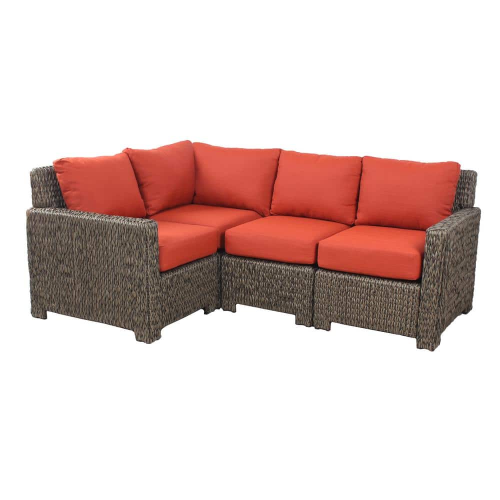 Hampton Bay Laguna Point Wicker Patio Sectional w/ CushionGuard ...