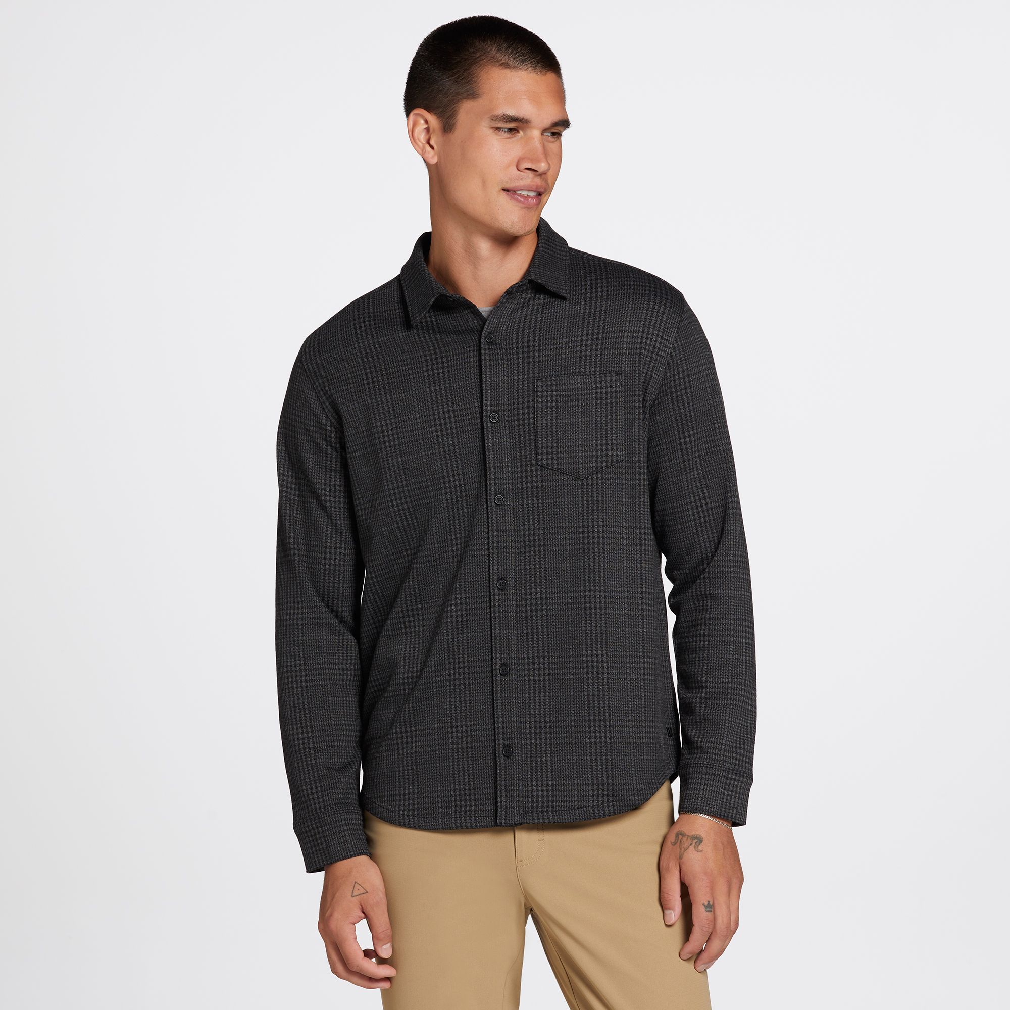 VRST Men's Winter Button-Up Shirt (Bedford Pure Black/Charcoal, Size S ...