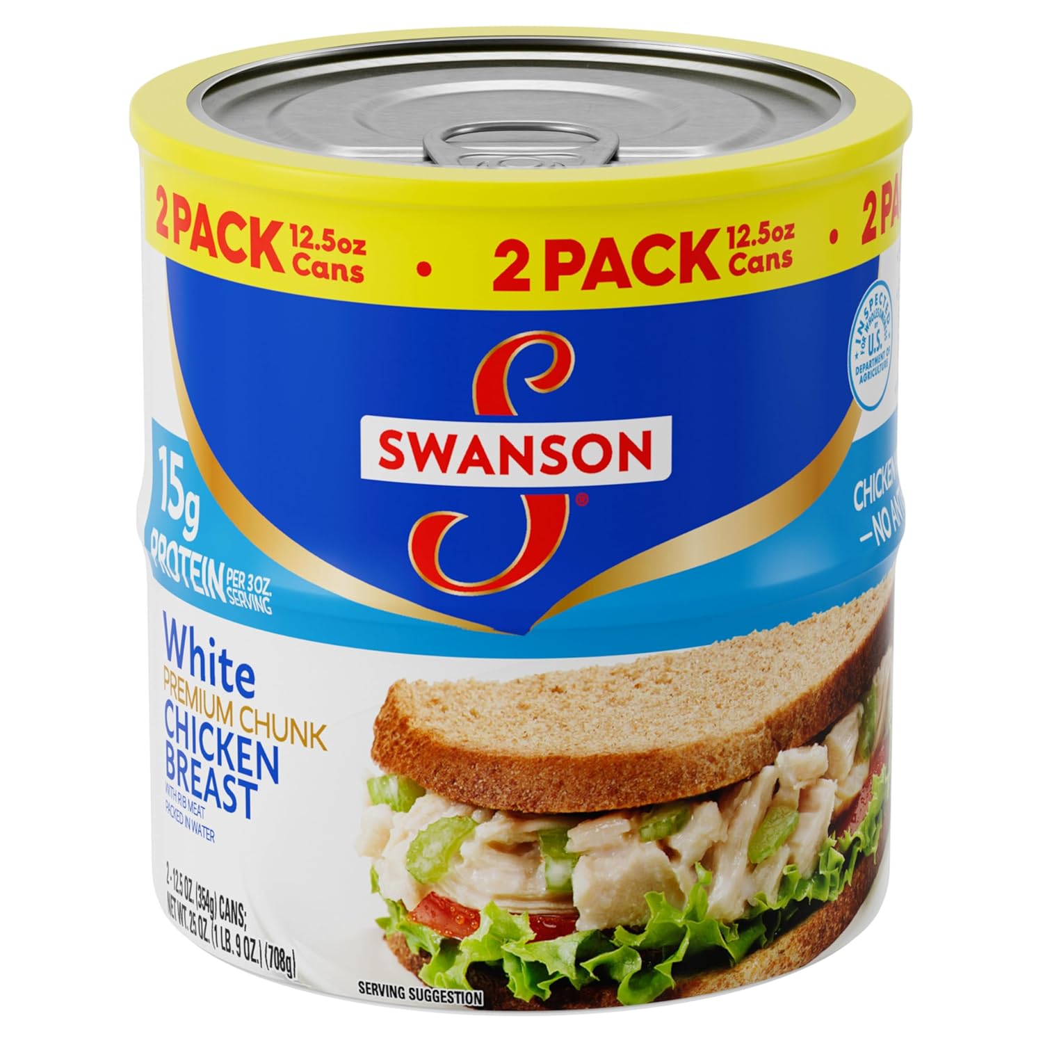 Swanson Premium White Chicken Breast: 4-Count 4.5-Oz $5.15, 2-Count 12.5-Oz