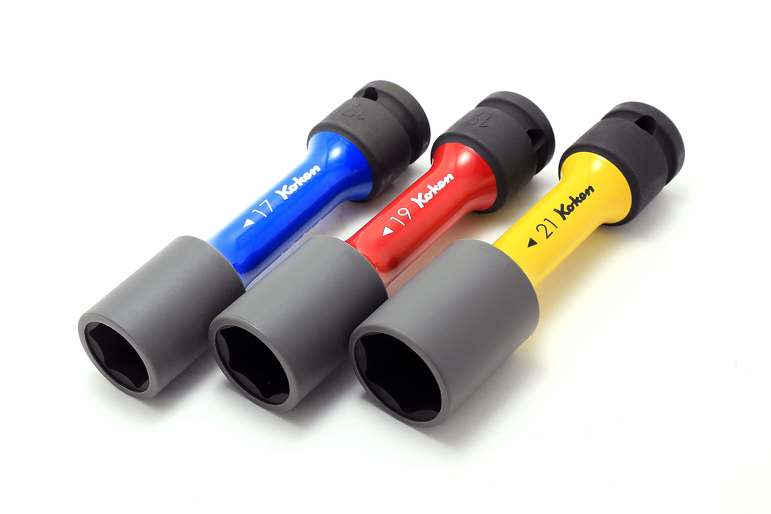 Koken 1/2 SQ. DR. WHEEL NUT SOCKET 3 PIECE SET, 17-21MM, 6 POINT THIN ...