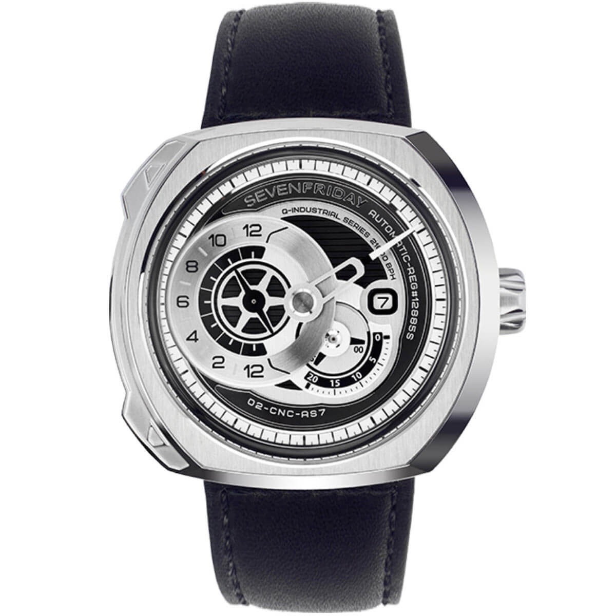 SevenFriday Men's Watch Q Series Power Reserve Black and Silver Tone ...