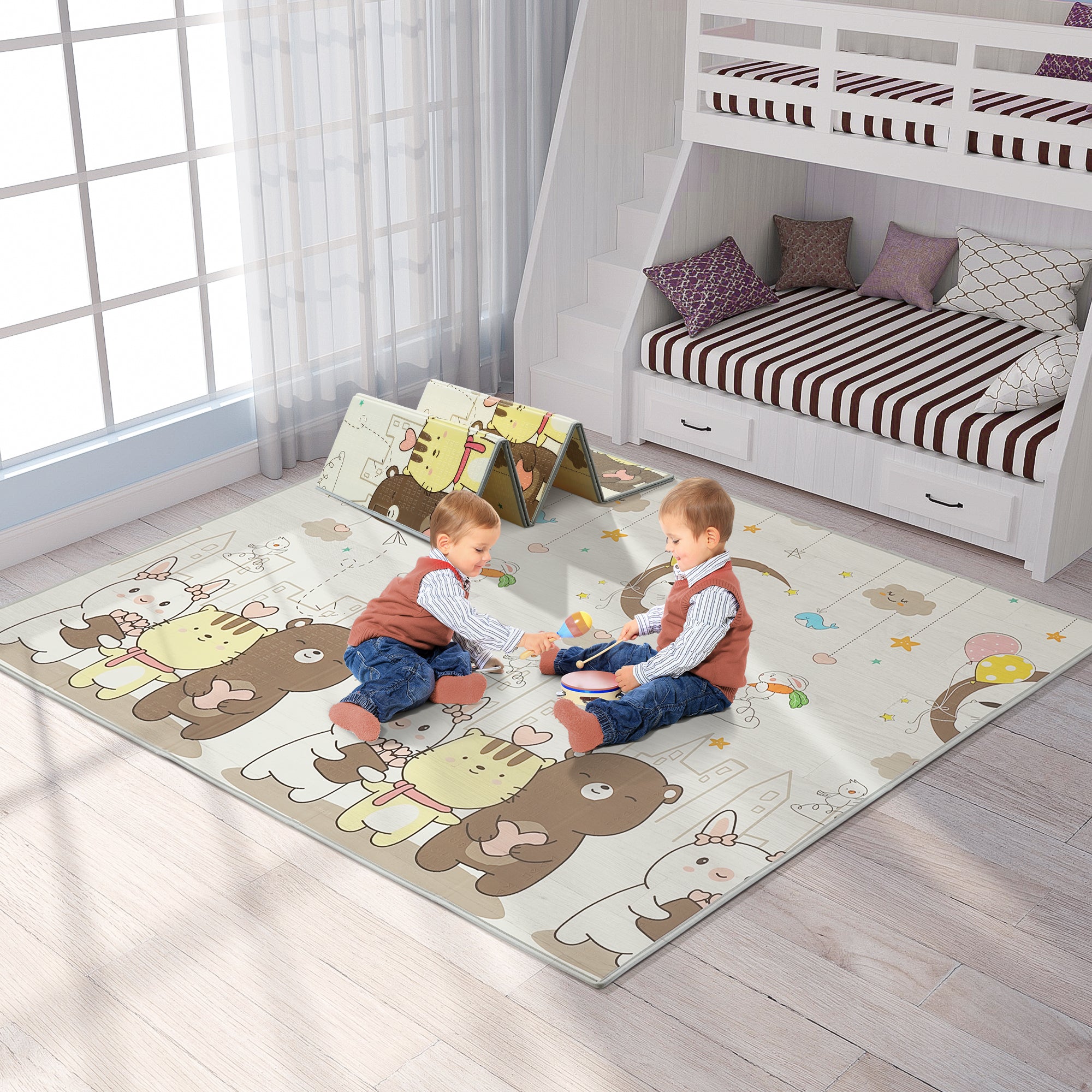 Ainfox Reversible Baby Play Mat, Foldable and Waterproof Play Mat ...