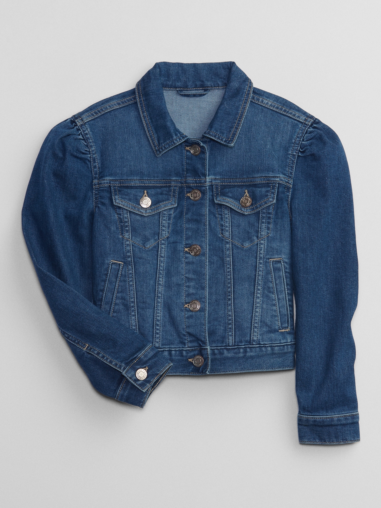 Gap Factory Girls' Puff Sleeve Icon Denim Jacket (XS-XXL, Medium Wash ...