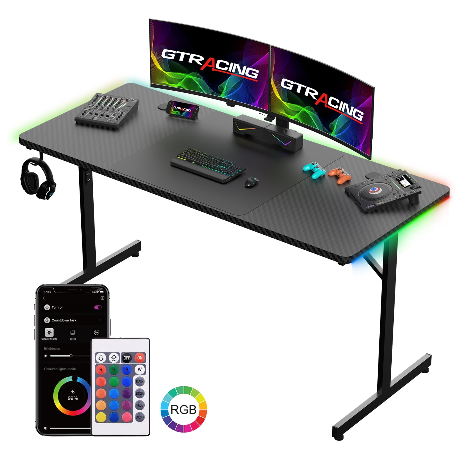55 Gtracing Large Rgb Gaming Desk