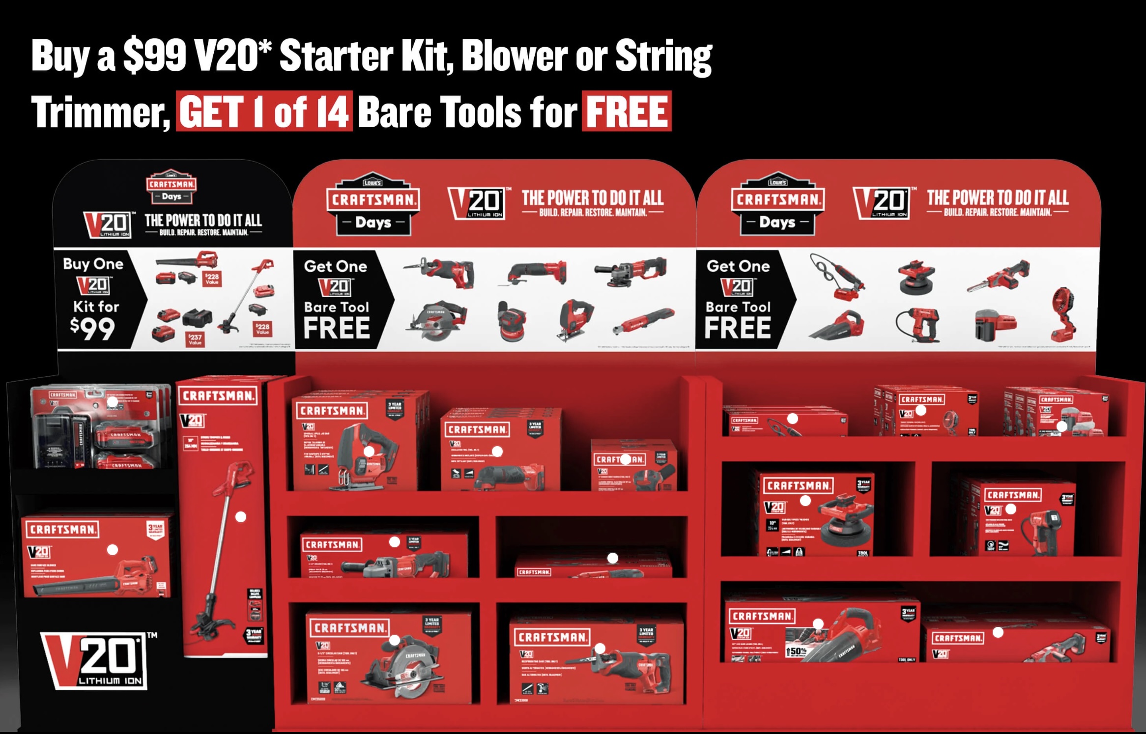 Craftsman Days Deals at Lowes - Buy a V20 Starter Kit, get a bare tool ...