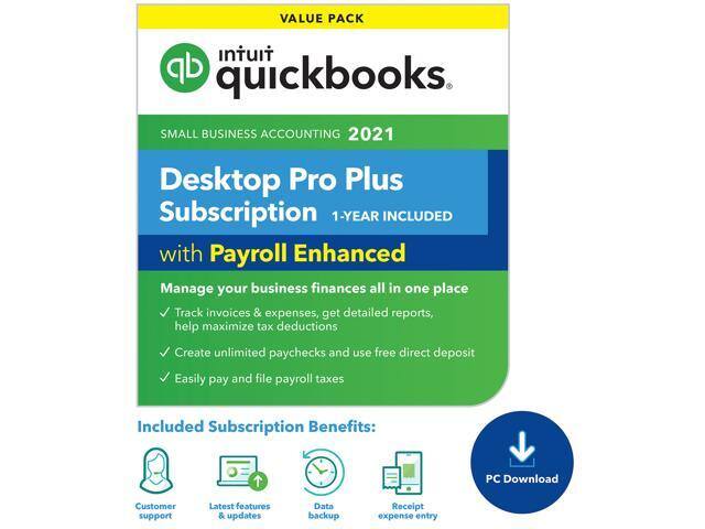 1-Year QuickBooks Desktop Pro Plus 2021 with Enhanced Payroll (Digital ...