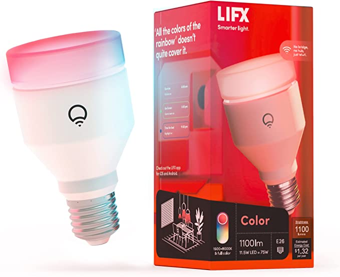 $25 - LIFX Color, A19 1100 lumens 11w WiFi Smart LED Light Bulb ...