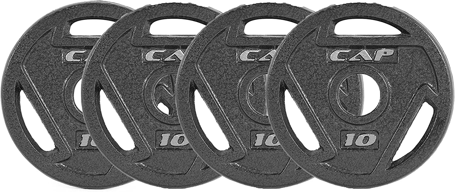 4-Count 10-lb Cap Olympic Grip Weight Plates