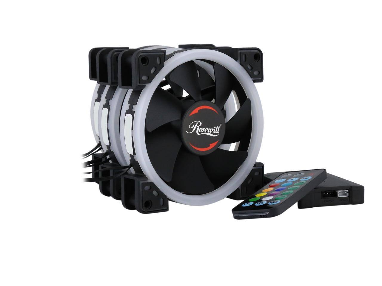 Rosewill RGBF-S12001 120mm Dual Ring Addressable RGB Case Three Fan Set ...