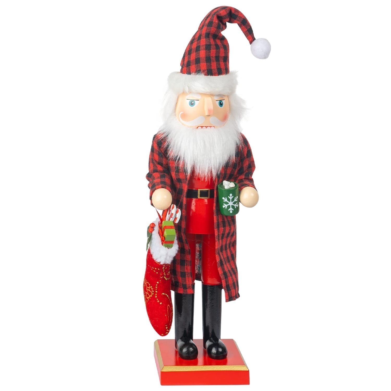 FUNPENY 14" Christmas Handmade Wooden Santa Clause Nutcracker Figures ...