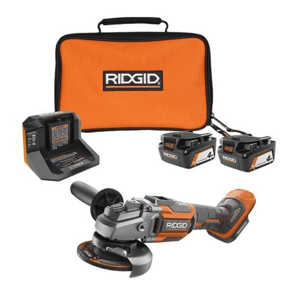 RIDGID 18V Octane Brushless Angle Grinder with (2) 4.0Ah batteries ...