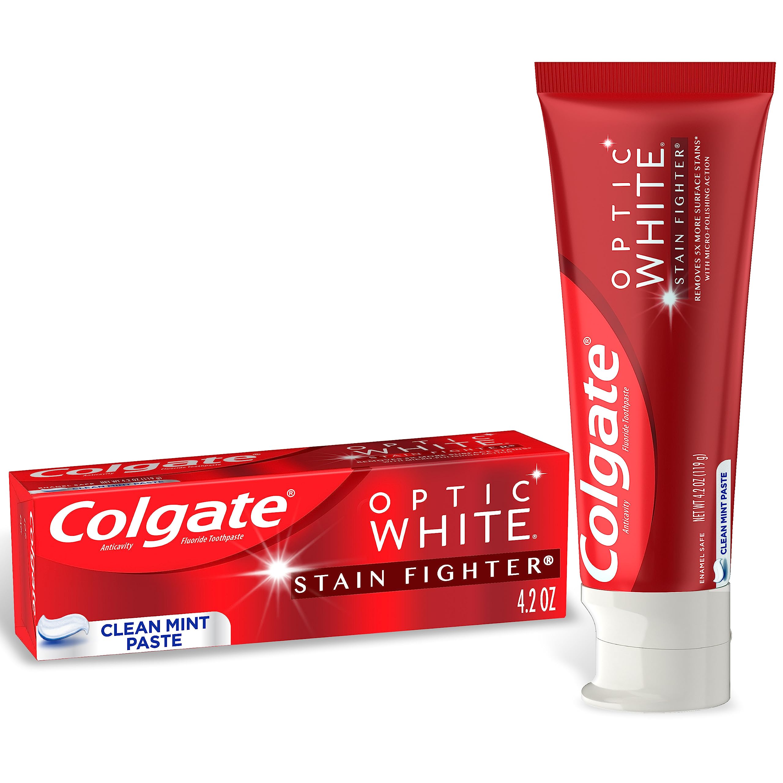Colgate Optic White Stain Fighter Whitening Toothpaste, Clean Mint ...