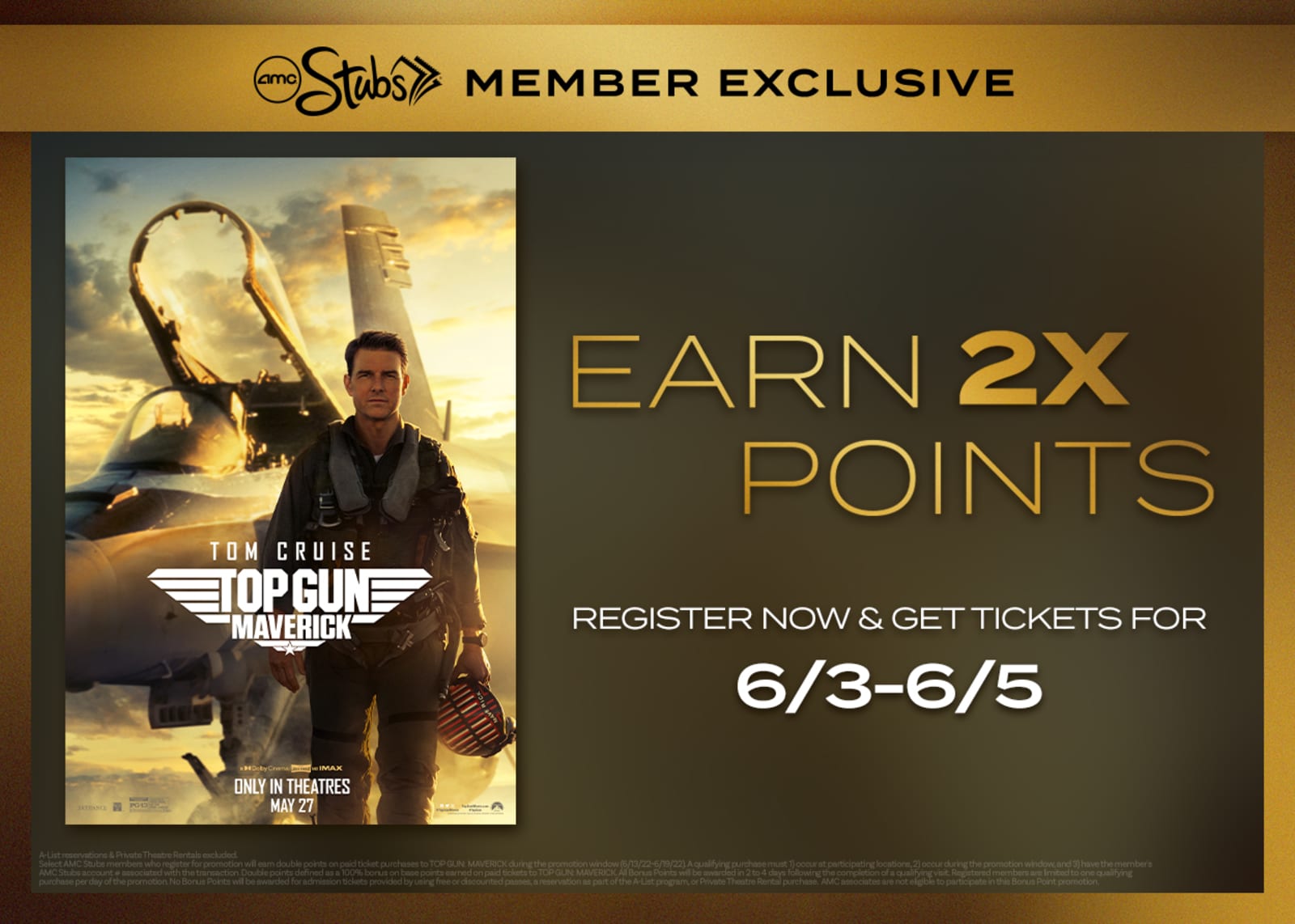 AMC Theatres: Top Gun: Maverick: Double AMC Stubs Points for 6/3 - 6/5