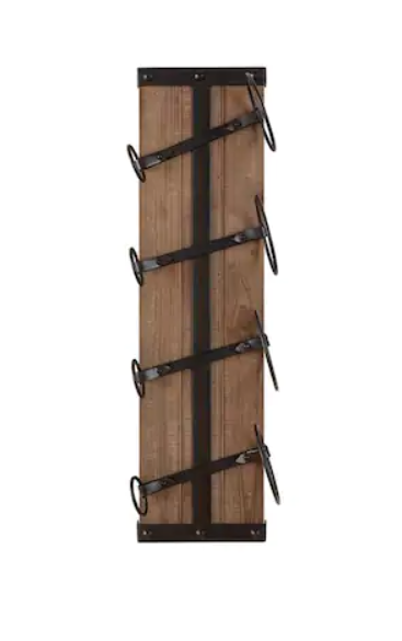 StyleWell 4-Bottle Black & Natural Wood Vertical Wall Mounted Wine Rack ...