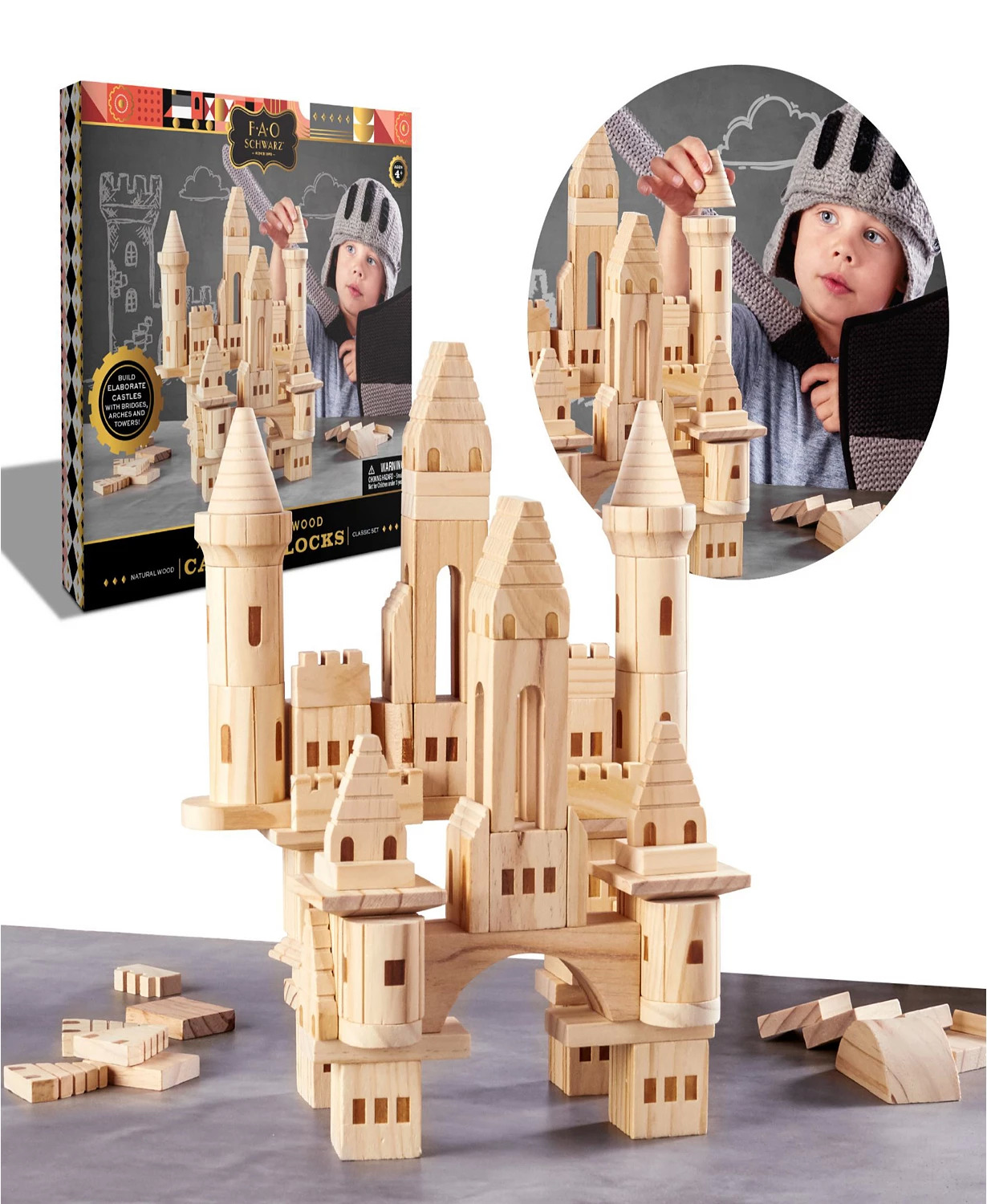 FAO Schwarz Toys: 75-Pc Wooden Castle Building Blocks Playset $14, 32 ...