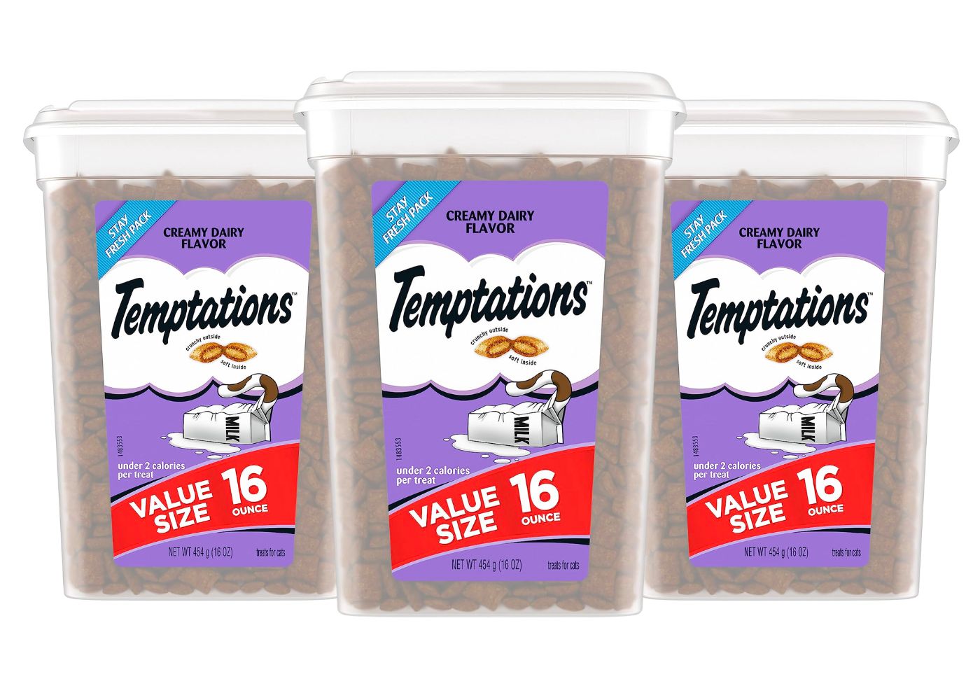 16-Oz TEMPTATIONS Classic Crunchy and Soft Cat Treats (Creamy Dairy ...