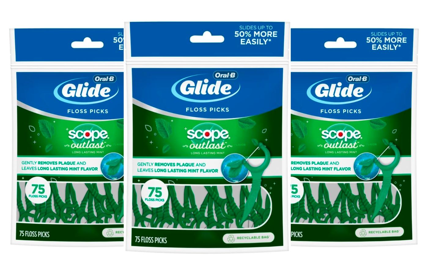 75-Count Oral-B Complete Glide Floss Picks (Scope Outlast)
