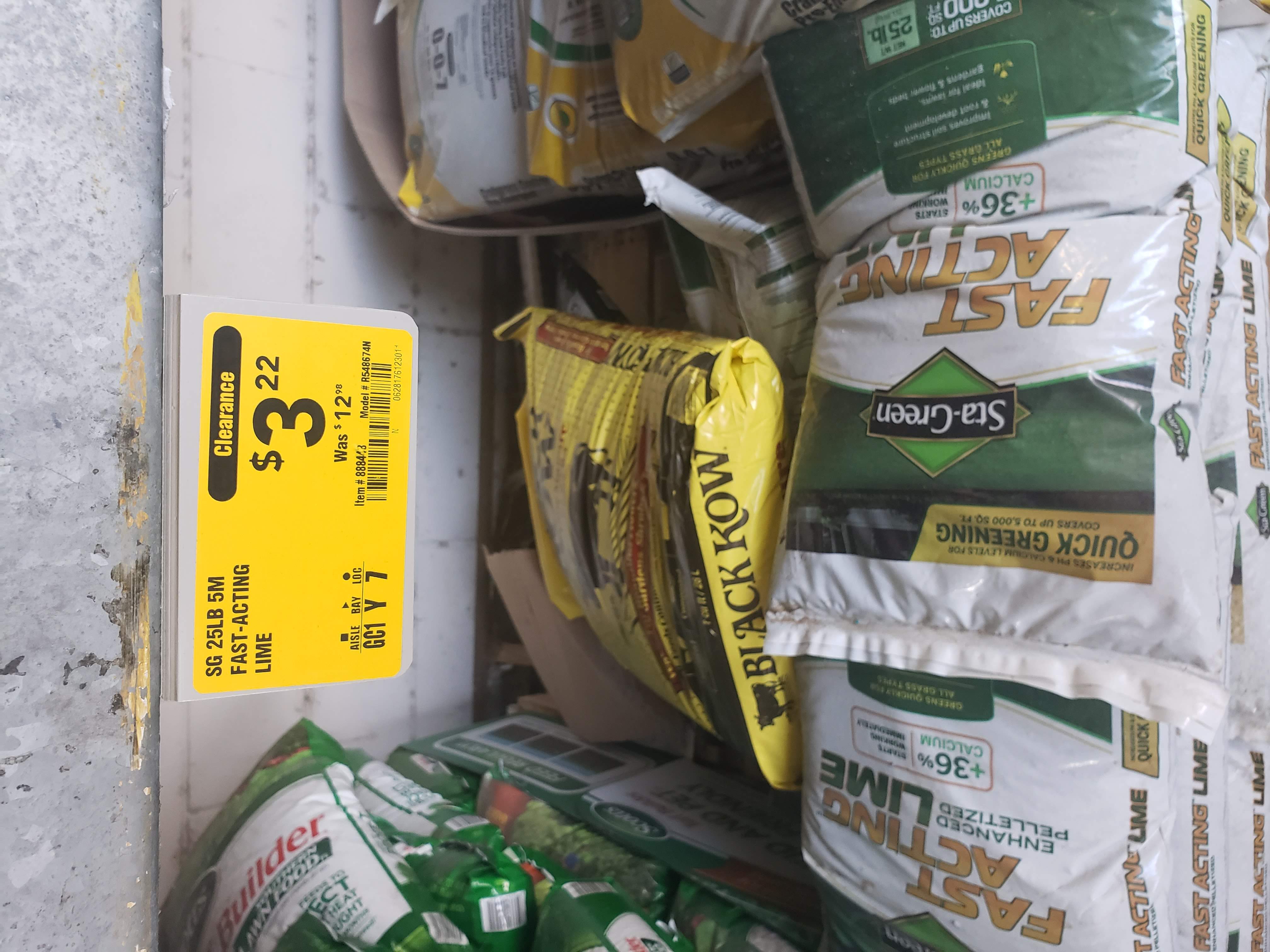 Lowes YMMV in-store only: Sta-Green Fast-Acting Lime $3.22