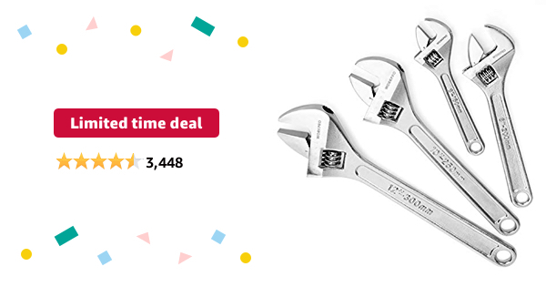 WORKPRO 4-piece Adjustable Wrench Set, Forged, Heat Treated, Chrome ...