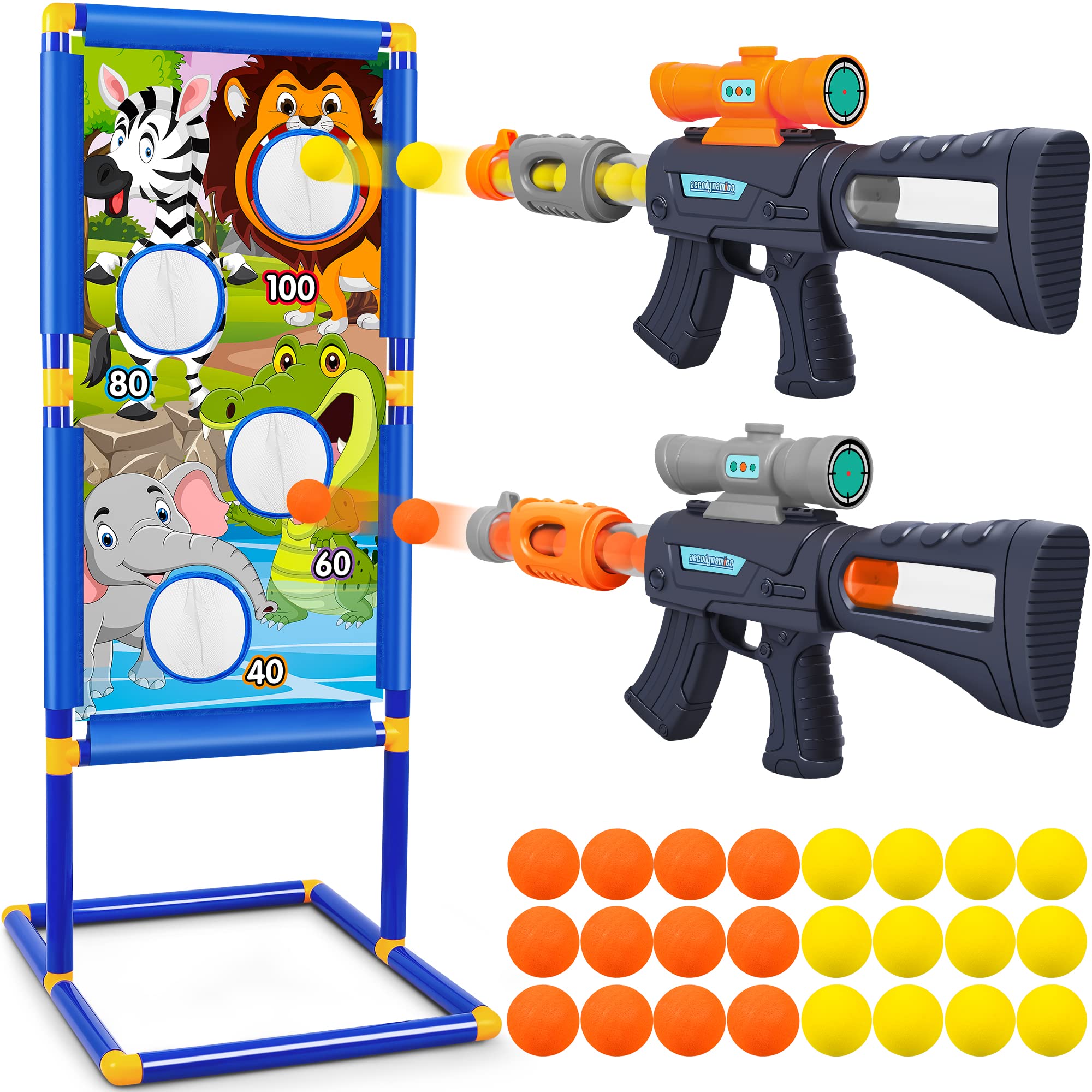 2pk Foam Popper Air Guns Shooting Toy with Animal Shooting Target and ...